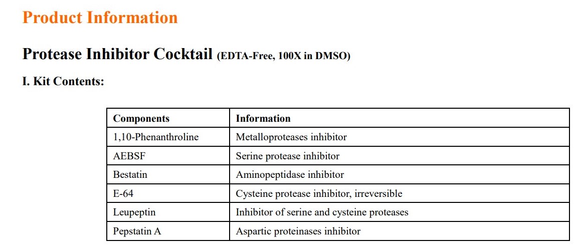 蛋白酶抑制劑混合物Cocktails | Protease Inhibitor Cocktail貨號K1011/SIGMA P9599